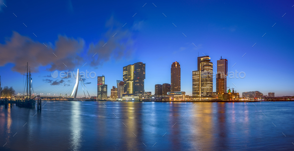 Rotterdam, Netherlands, City Skyline on the River Stock Photo by SeanPavone