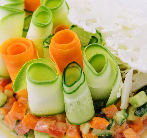 vegetable tartar of cucumber, carrot and tomato Stock Photo by ...