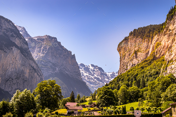 Rural resort houses surrounded by beautiful alpine scenes in ...