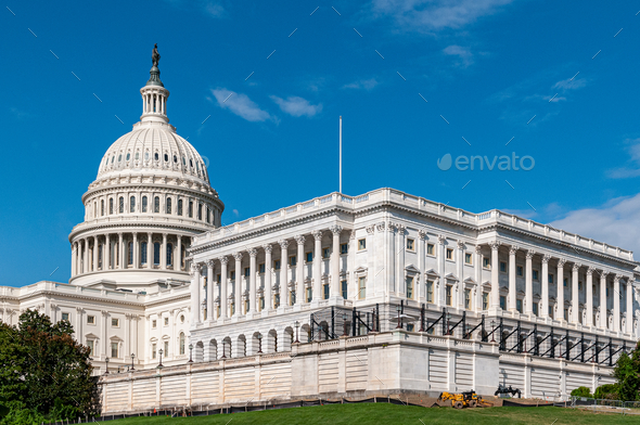 Renovated south and west facades of the US Capitol Building, Washington ...