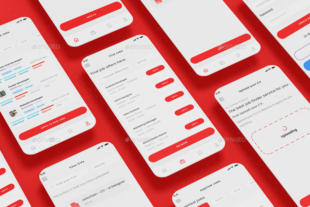 Apply Job Screens, Recruitment Work Portal App UI, Web Elements ...