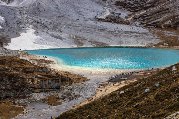 Milk lake at Doacheng Yading National park, Sichuan, China. Last Shangri-la Stock Photo by ...