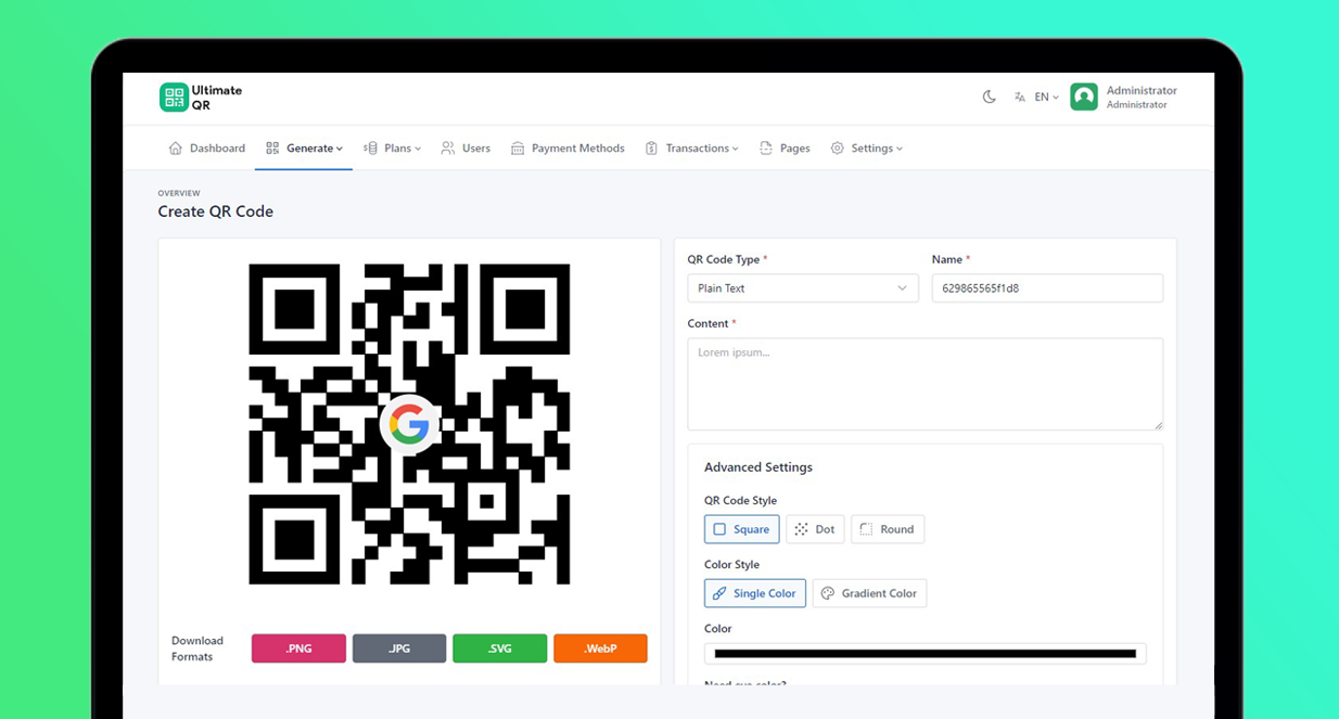 UltimateQR - Advanced QR Code + Barcode Generator | SAAS | PHP Script by nativecode
