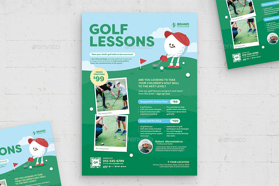 Golf Lessons Flyer Templates, Print Templates | GraphicRiver