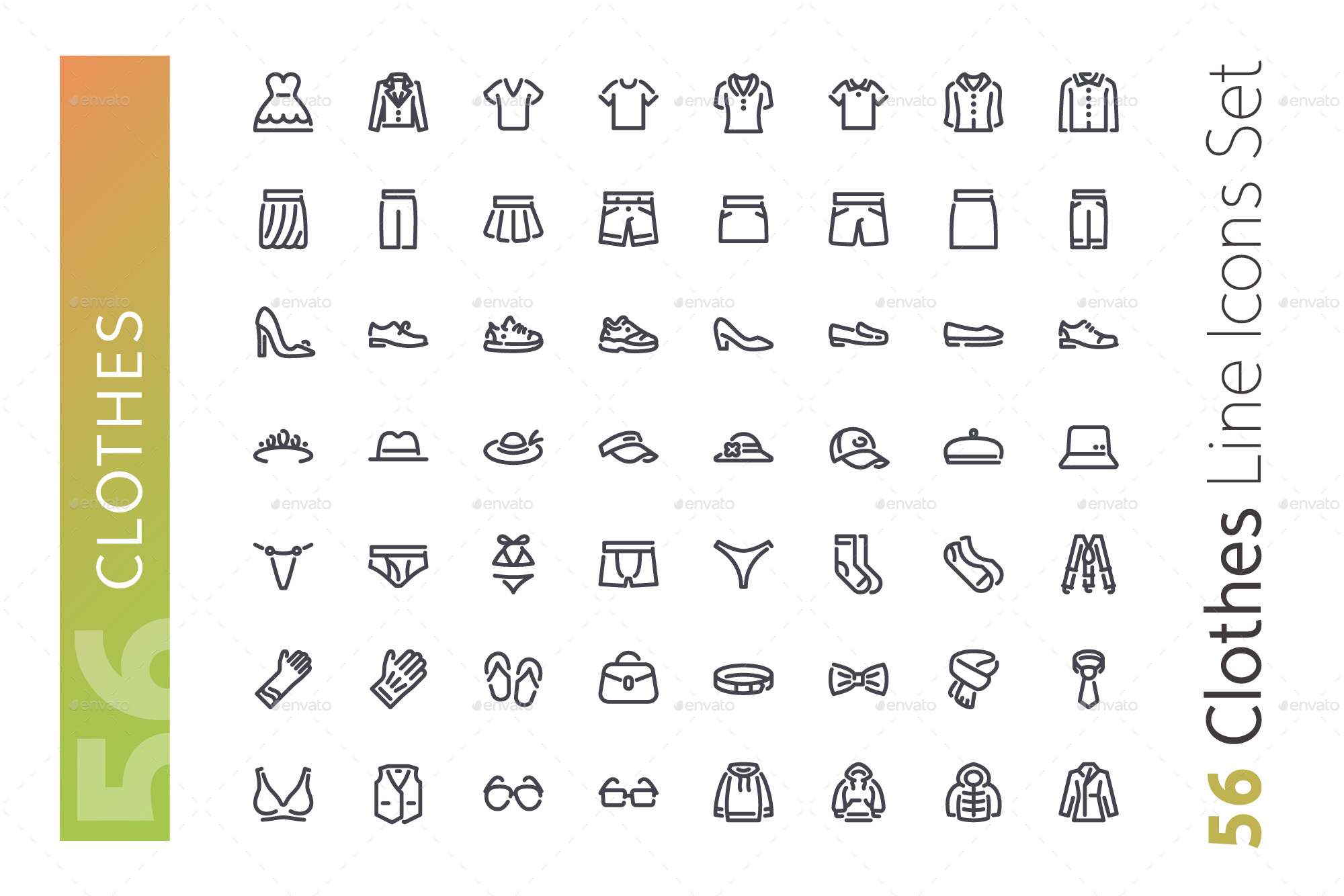 Clothes Line Icons Set, Icons | GraphicRiver