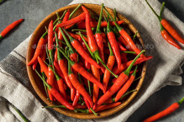 Spicy Organic Red Thai Birds Eye Chilli Peppers Stock Photo by bhofack2