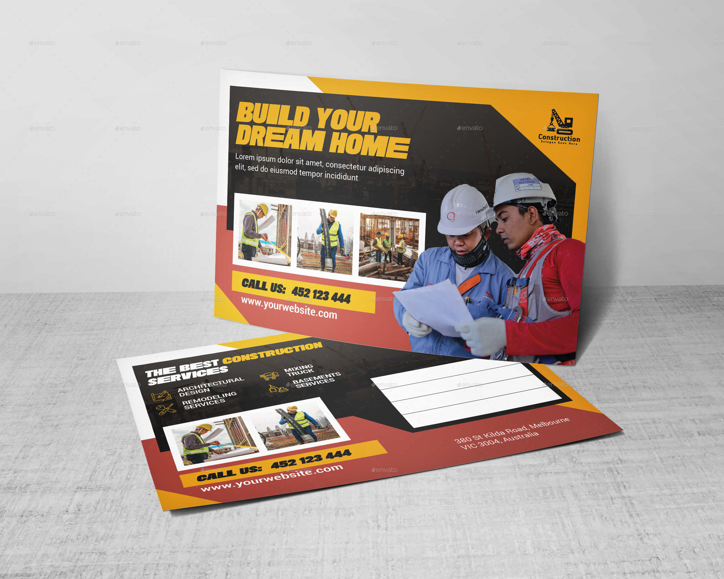 Construction Postcard, Print Templates | GraphicRiver