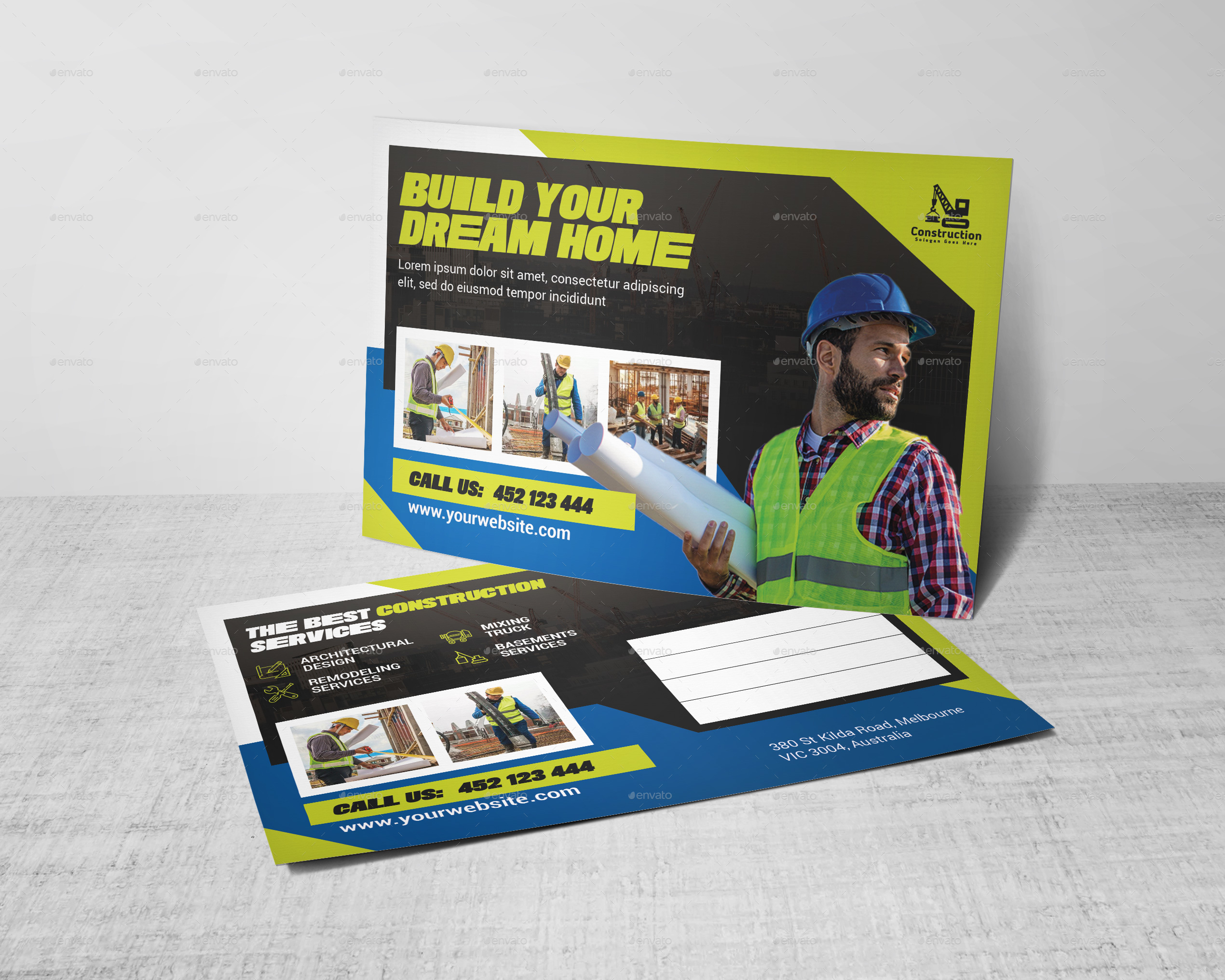 Construction Postcard, Print Templates | GraphicRiver