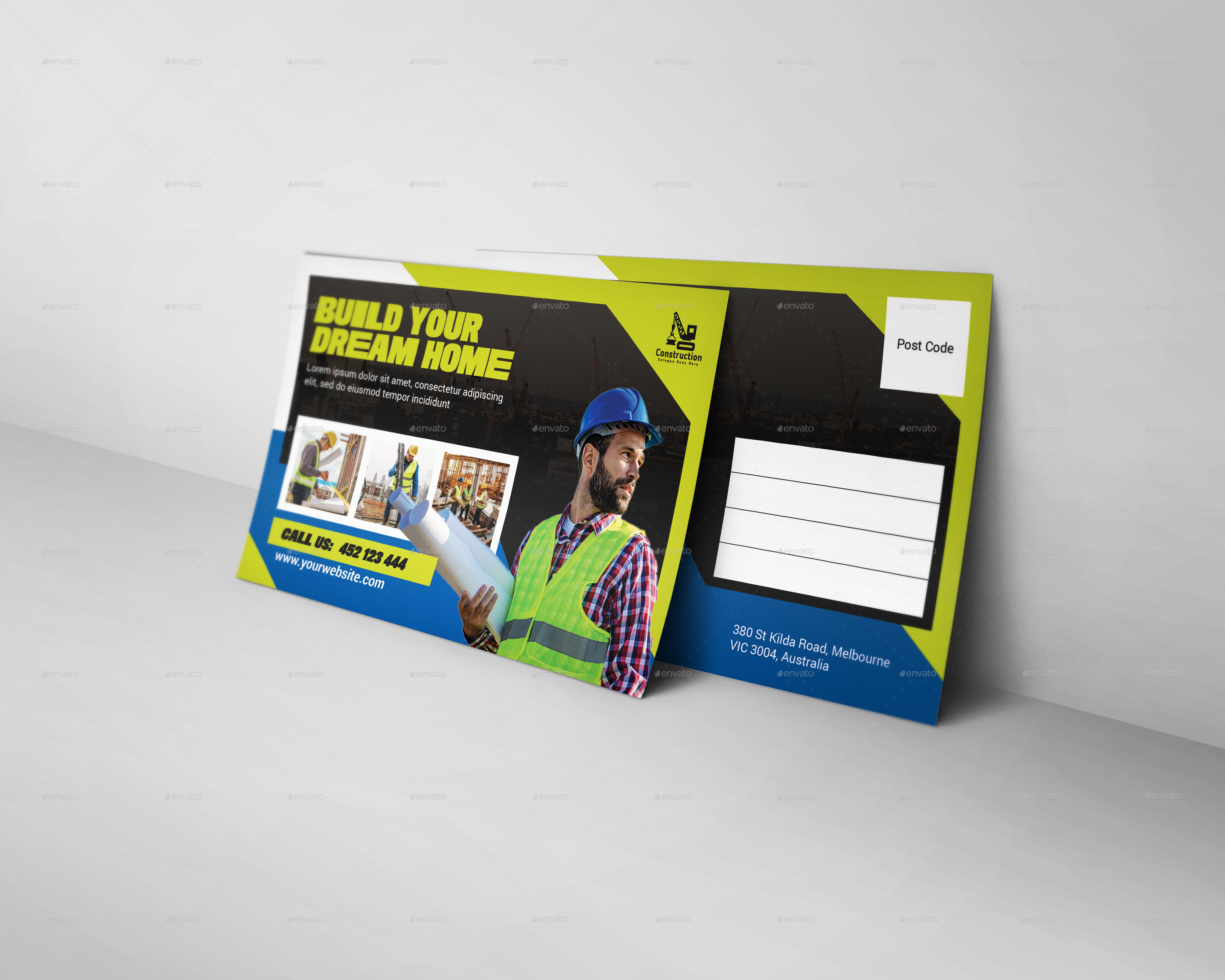 Construction Postcard, Print Templates | GraphicRiver