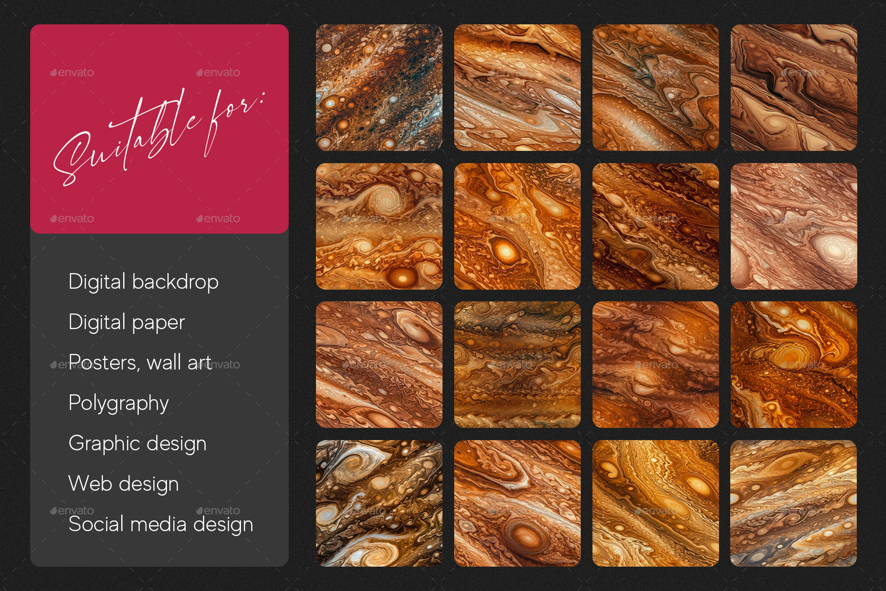 Seamless Jupiter Surface Texture Pack, Graphics | GraphicRiver
