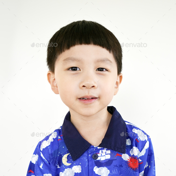 close-up portrait of child. funny little boy. Portrait Kid boy hair ...