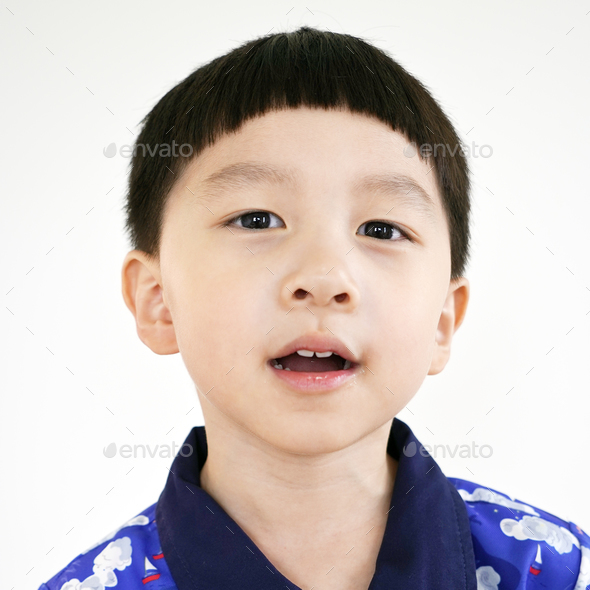 close-up portrait of child. funny little boy. Portrait Kid boy hair ...