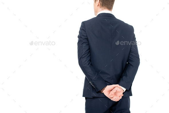 back view of businessman standing suit isolated on white Stock Photo by ...