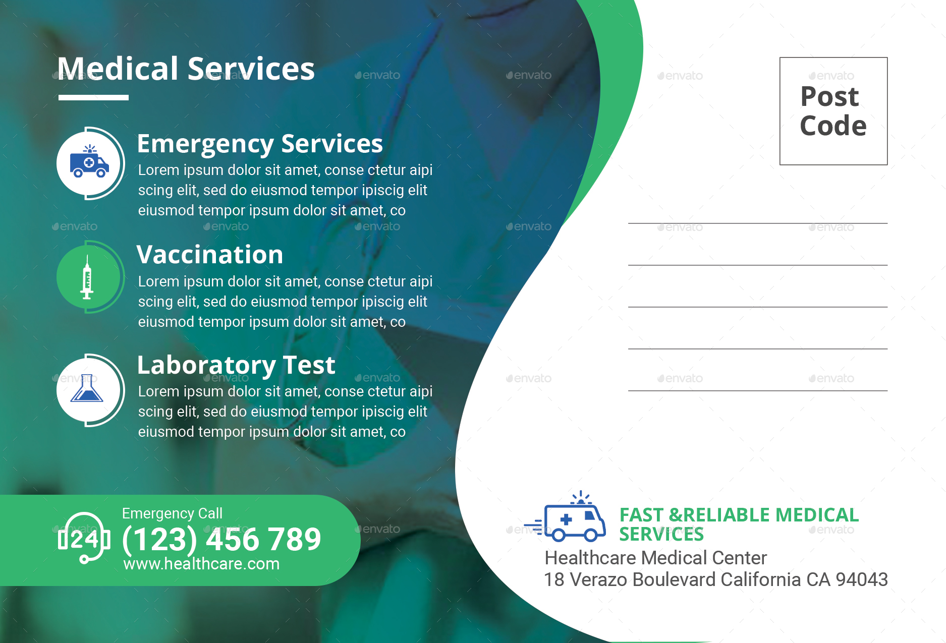 Medical Post Card, Print Templates | GraphicRiver