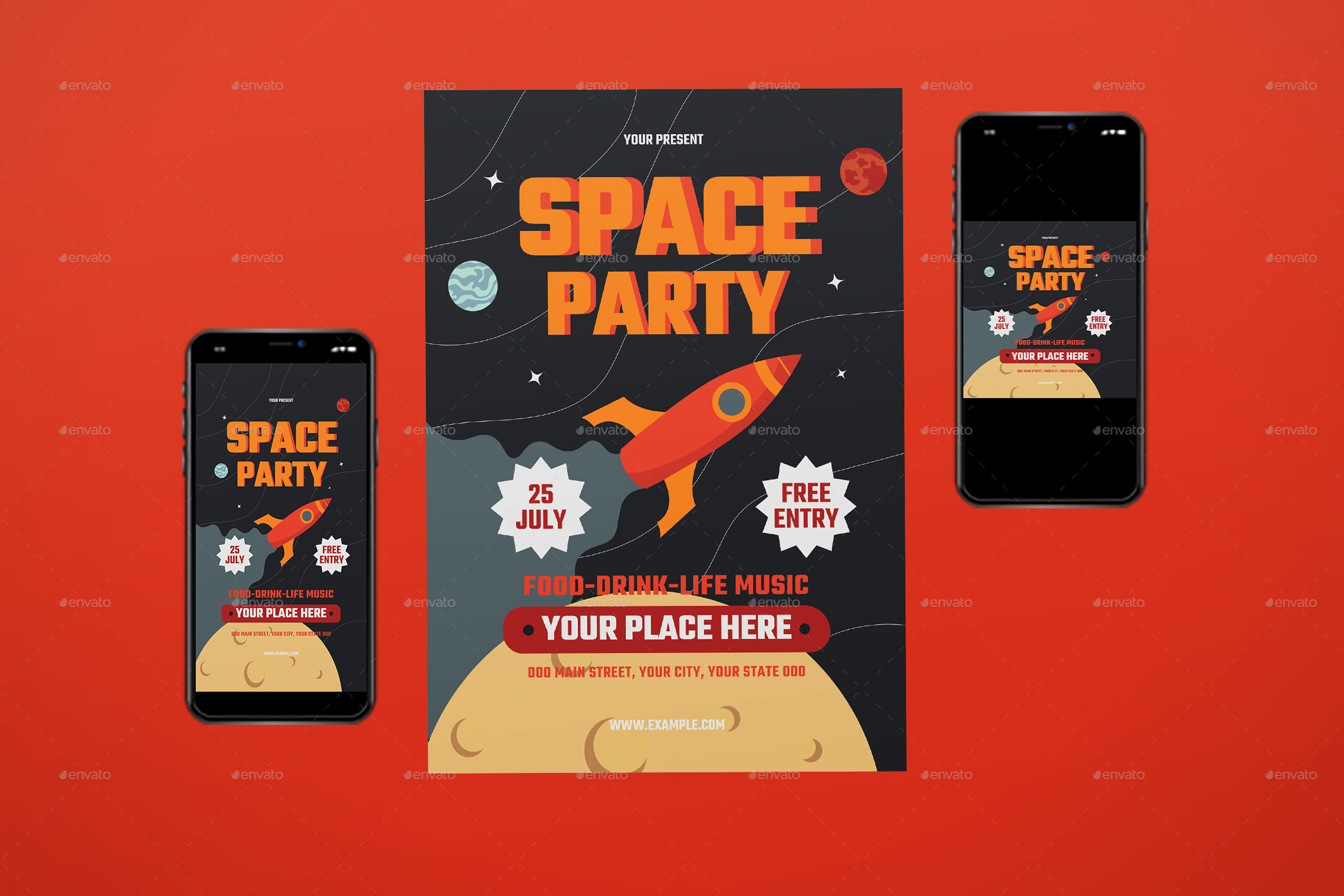 Space Party Flyer, Print Templates | GraphicRiver
