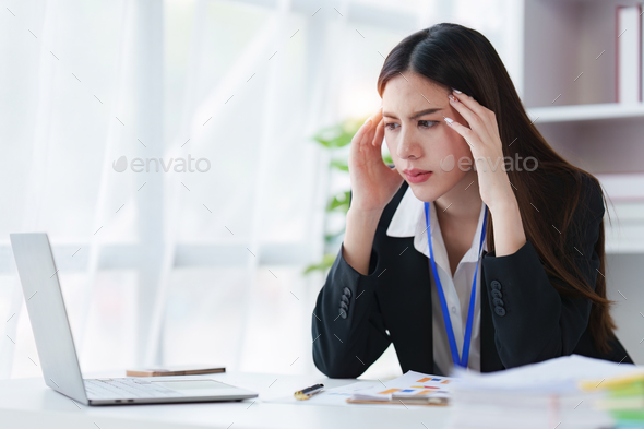 Businessperson have anxiety and stress and pressure with many financial ...