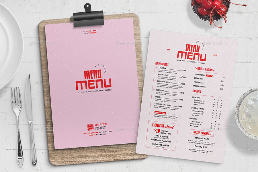 Pink Menu Template, Print Templates | GraphicRiver