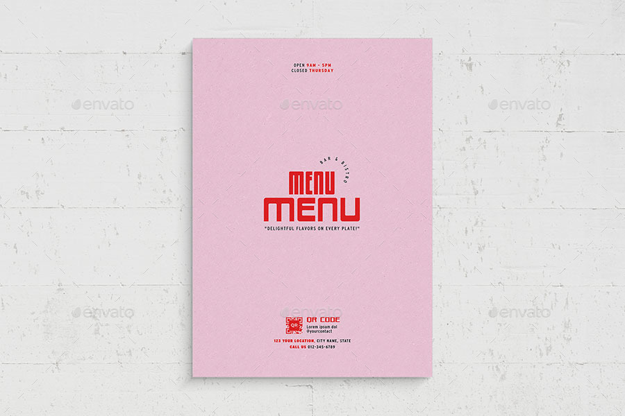 Pink Menu Template, Print Templates | GraphicRiver