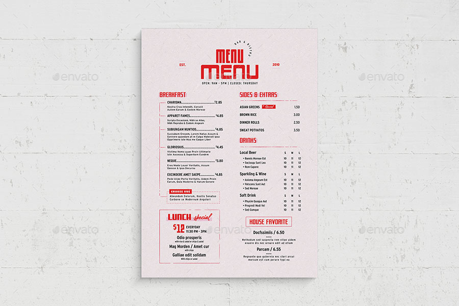 Pink Menu Template, Print Templates | GraphicRiver