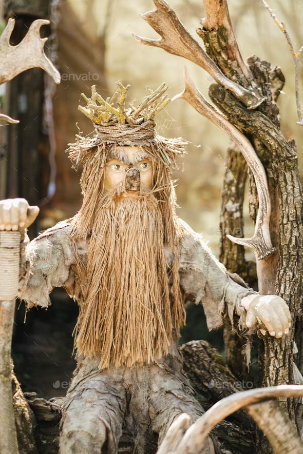 Sculptures of Cartoon characters made of wood and fabric Stock Photo by ...