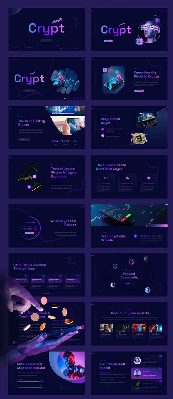 CRYPT – Premium Cryptocurrency & Bitcoin Pitch Deck Template for ...