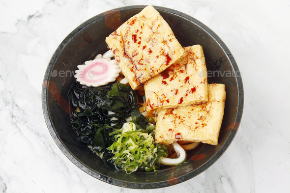 Freshly cooked Japanese food Kitsune Udon Stock Photo by junpinzon
