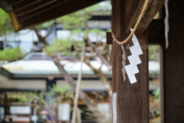 Shide on Shimenawa in a Japanese Shinto Shrine in Takayama, Hida, Gifu ...