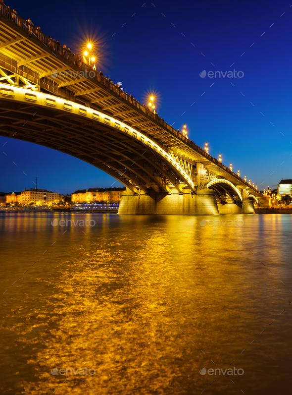 View of bridges in Budapest, Hungary. Old historic buildings, bridges ...