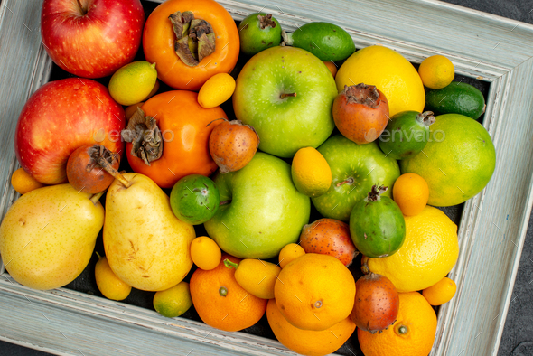 High resolution photo of collection of fresh fruits in picture frame ...