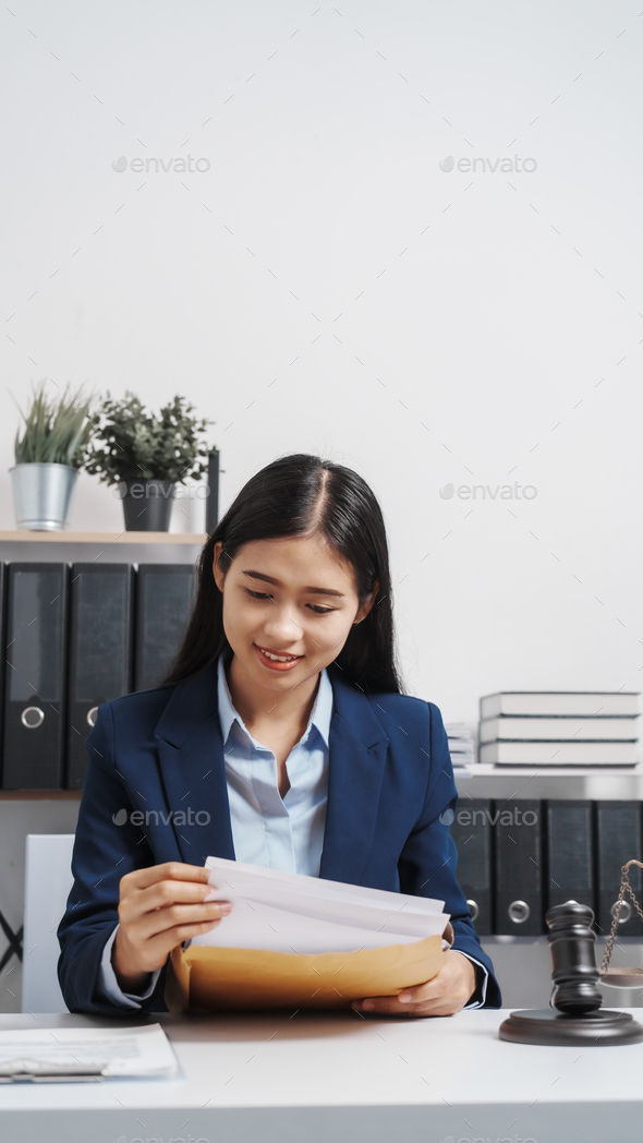 Young single female lawyer asian people in formal suit real estate ...