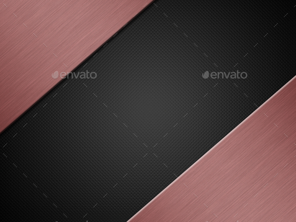 Brushed shiny red metal plates on a carbon fiber background 3d ...