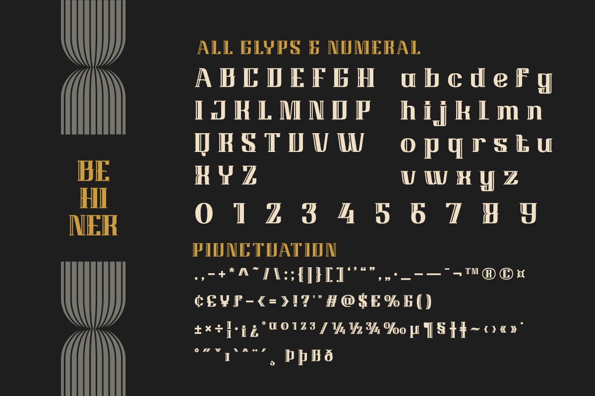 BEHINER | Art Deco Font, Fonts | GraphicRiver