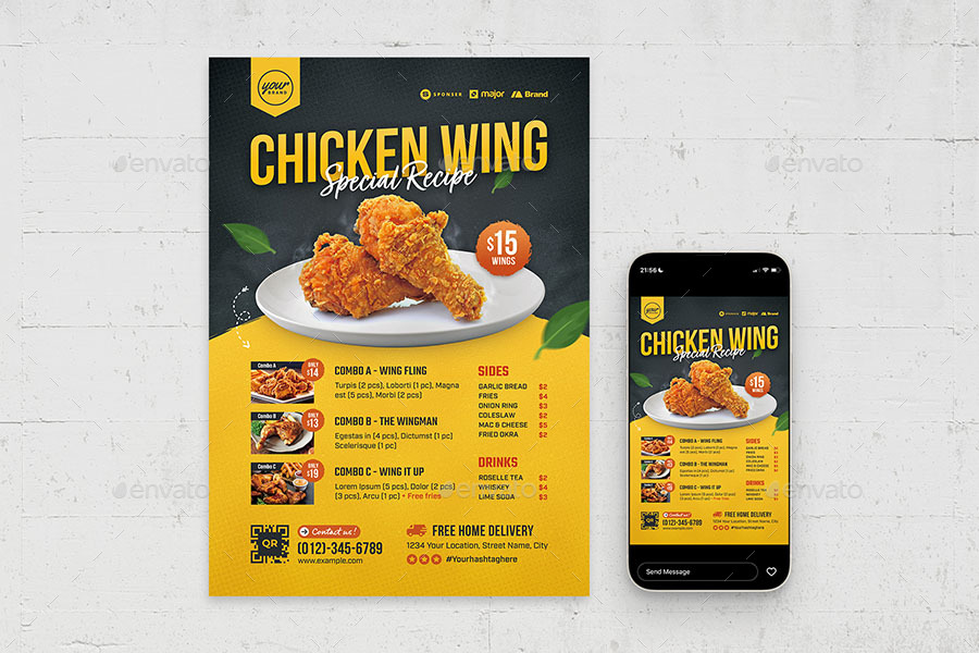 Fast Food Flyer Template, Print Templates | GraphicRiver