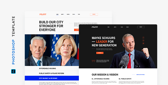 Politit – Political Party Template for Photoshop by merkulove | ThemeForest