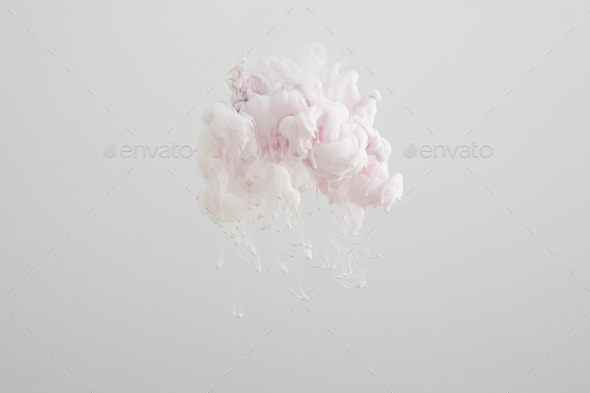 Close up view of light pink paint splash isolated on grey Stock Photo ...