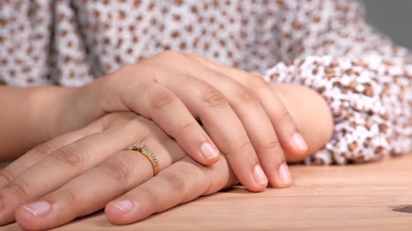 Close Up of Thoughtful Young Women Hands on Table, Stock Footage ...