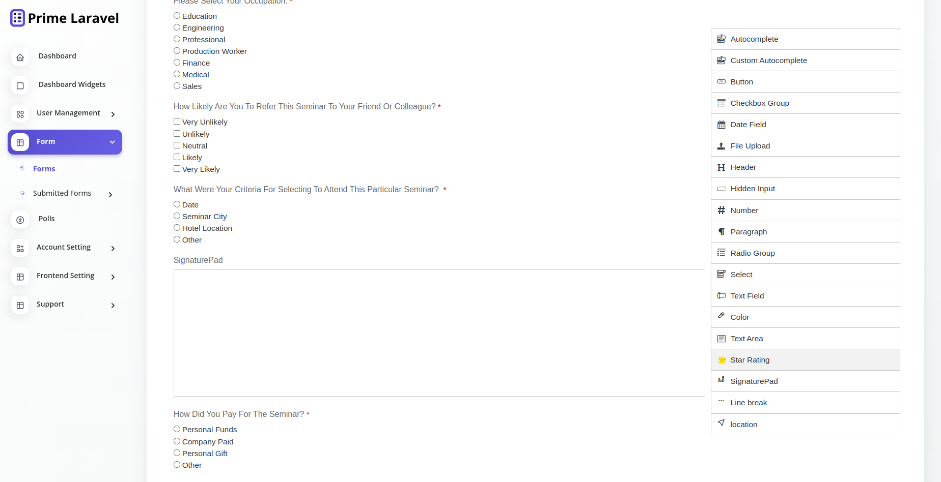 Prime Laravel - Form Builder & Poll Management System by Quebix-Technology