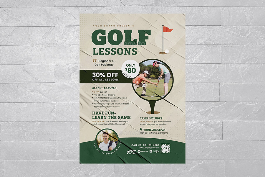 Golf Lessons Flyer Template, Print Templates | GraphicRiver
