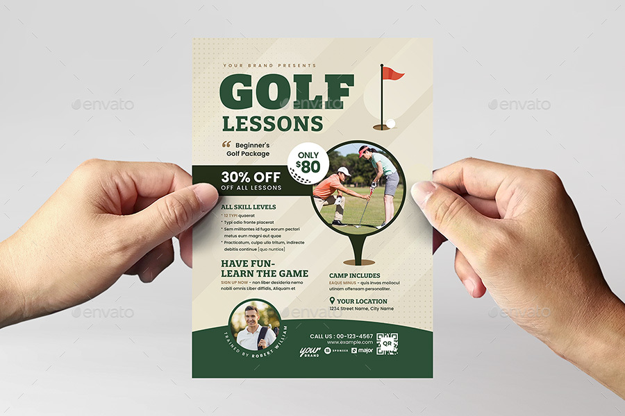 Golf Lessons Flyer Template, Print Templates | GraphicRiver