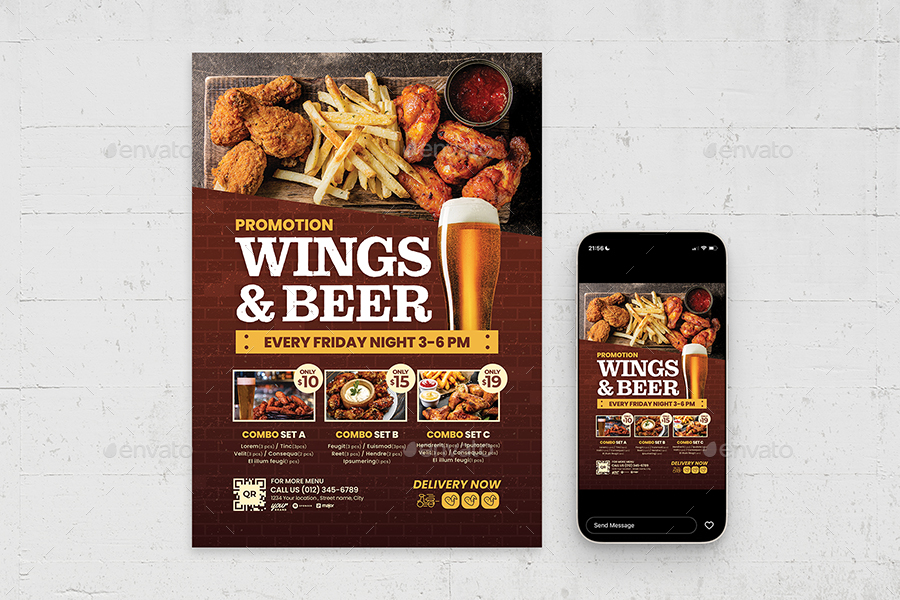 Bar Snacks Flyer Template, Print Templates | GraphicRiver