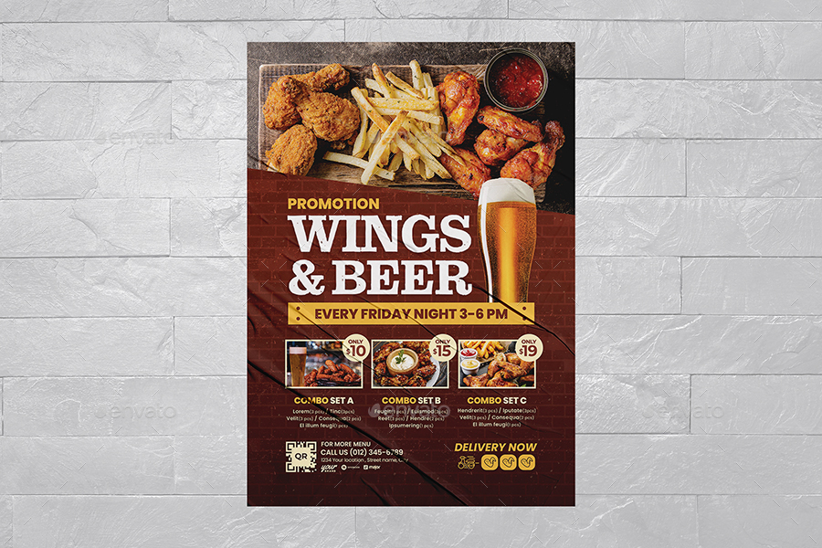 Bar Snacks Flyer Template, Print Templates | GraphicRiver