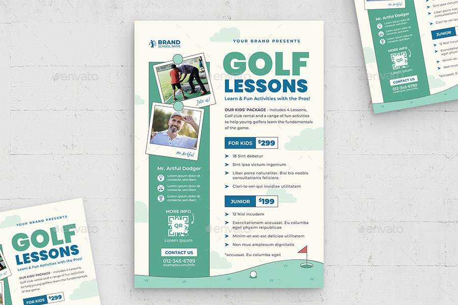 Golf Lessons Flyer Template, Print Templates | GraphicRiver