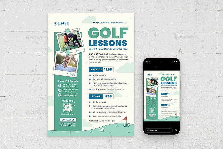 Golf Lessons Flyer Template, Print Templates | GraphicRiver
