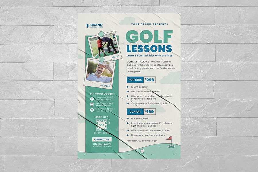 Golf Lessons Flyer Template, Print Templates | GraphicRiver