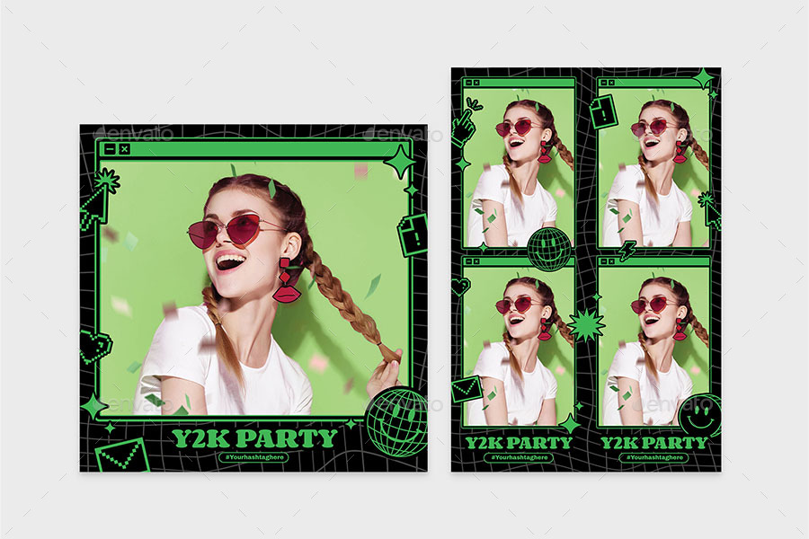 Y2K Photo Booth Layouts, Print Templates | GraphicRiver