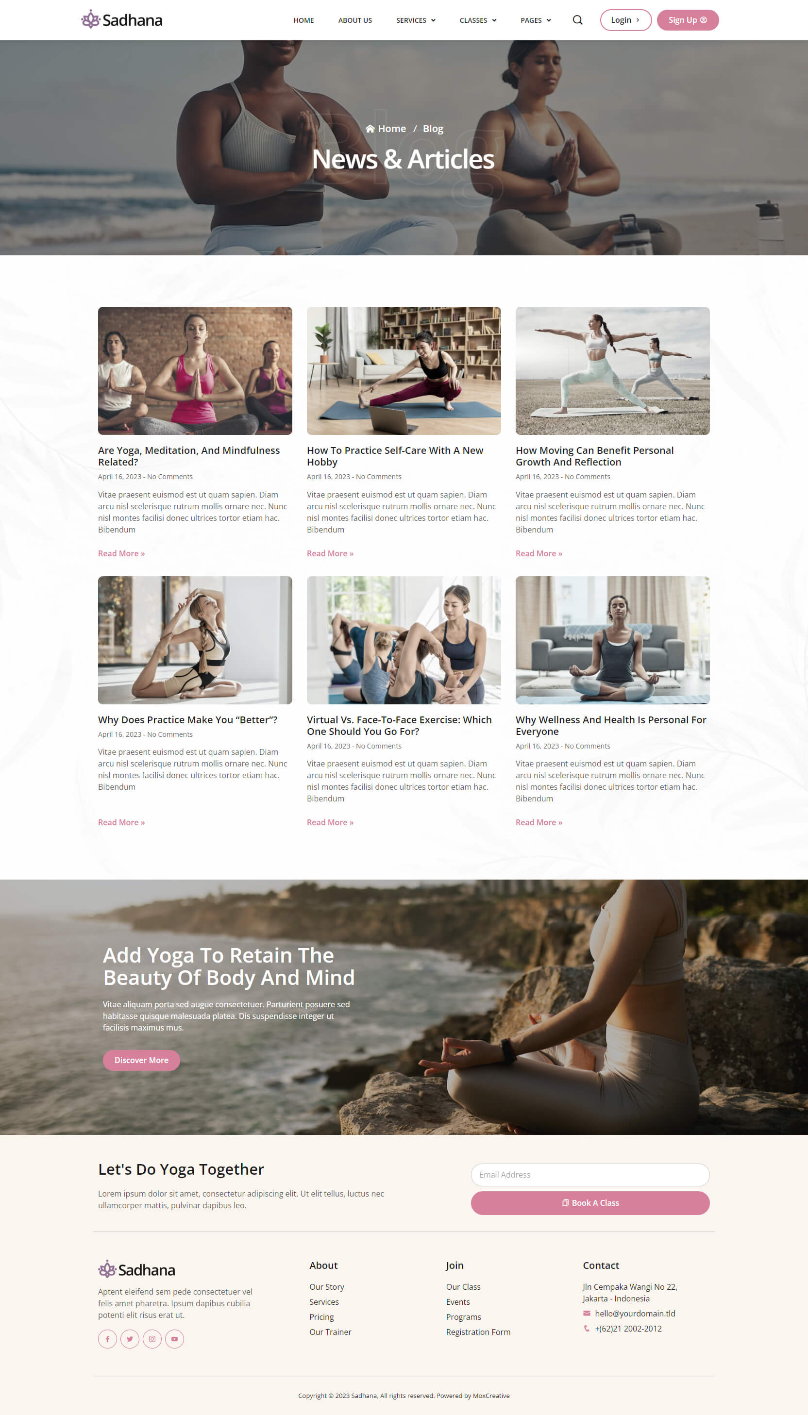 Sadhana - Yoga Teacher & Studio Elementor Template Kit by moxcreative
