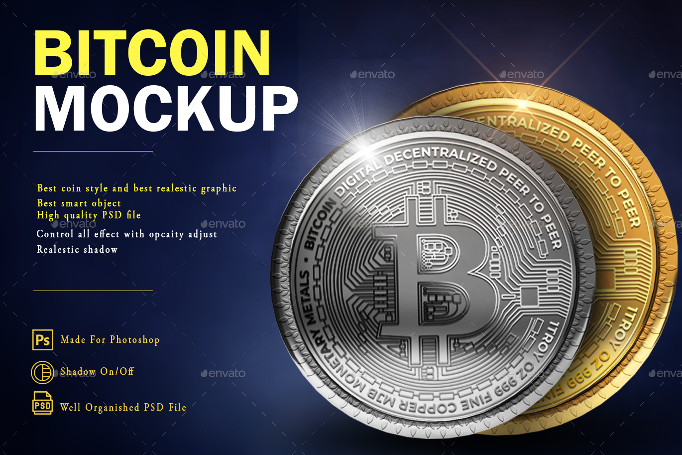 Bitcoin/Gold/Silver Coin Mockup Set, Graphics | GraphicRiver