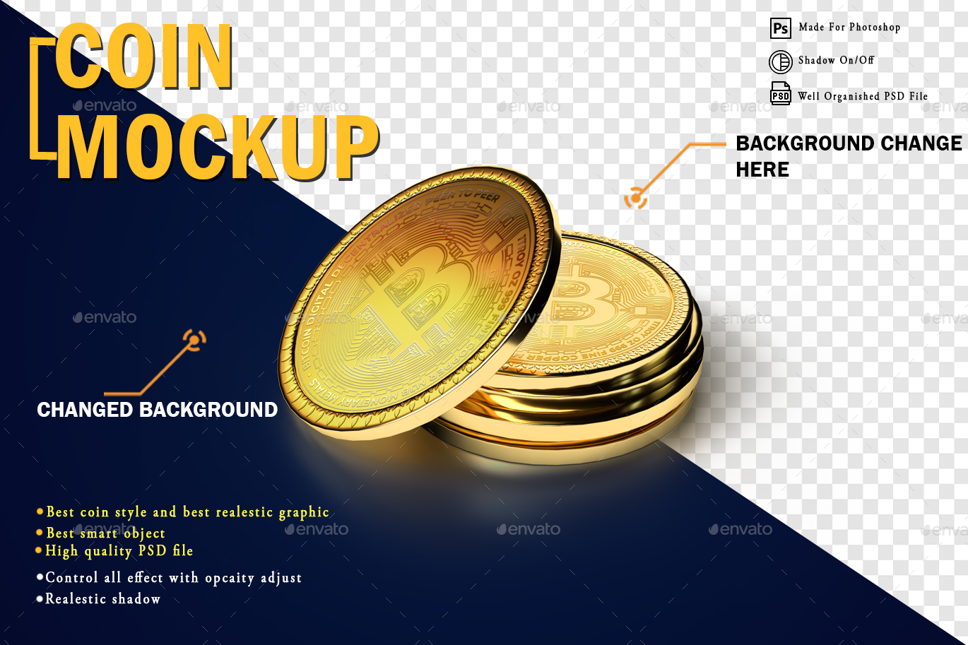 Bitcoin/Gold/Silver Coin Mockup Set, Graphics | GraphicRiver