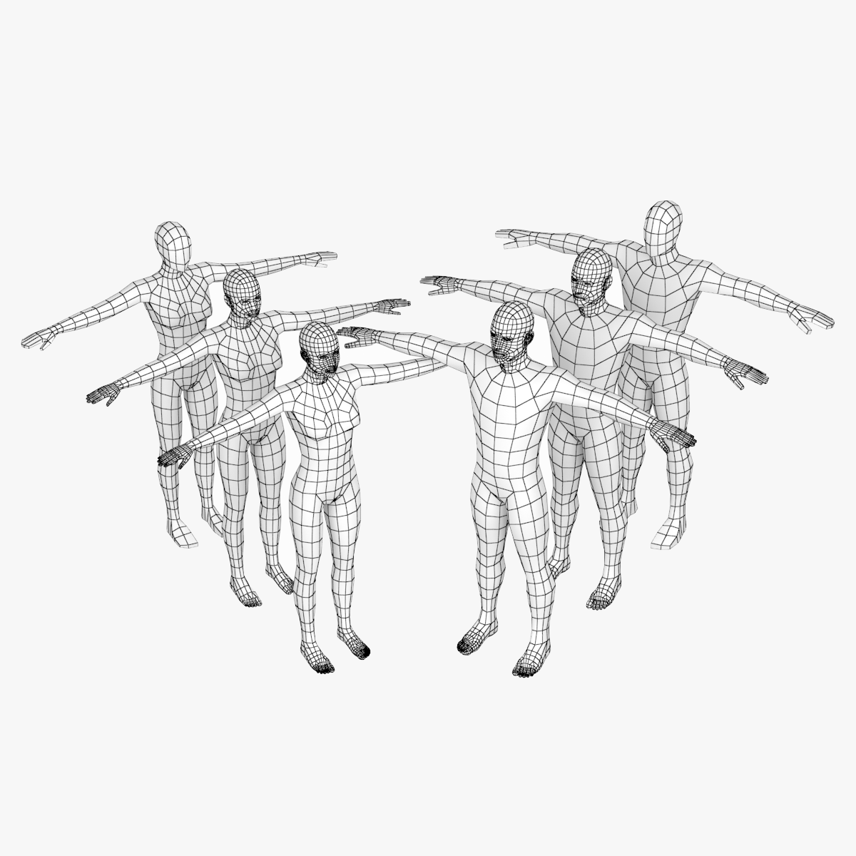 Natural Female and Male in T-Pose Base Mesh BUNDLE by valeriik | 3DOcean