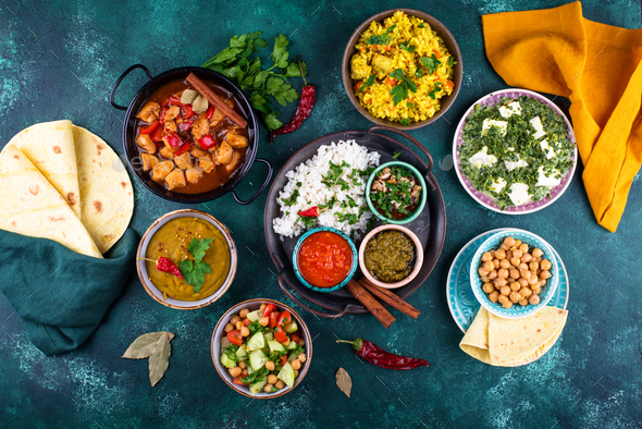 Assorted of traditional Indian food. Stock Photo by furmanphoto | PhotoDune